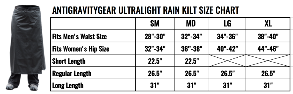 AntiGravityGear Rain Kilt | AntiGravityGear